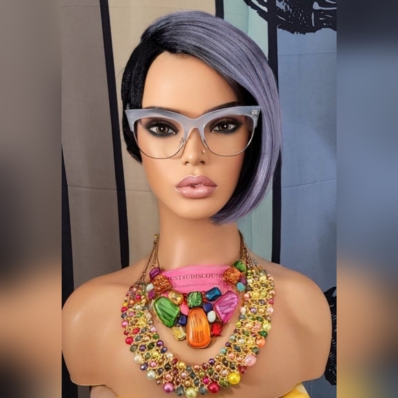 Hair | Side Swoop Pixie Steel Blue Dark Root Pixie Wig | Poshmark